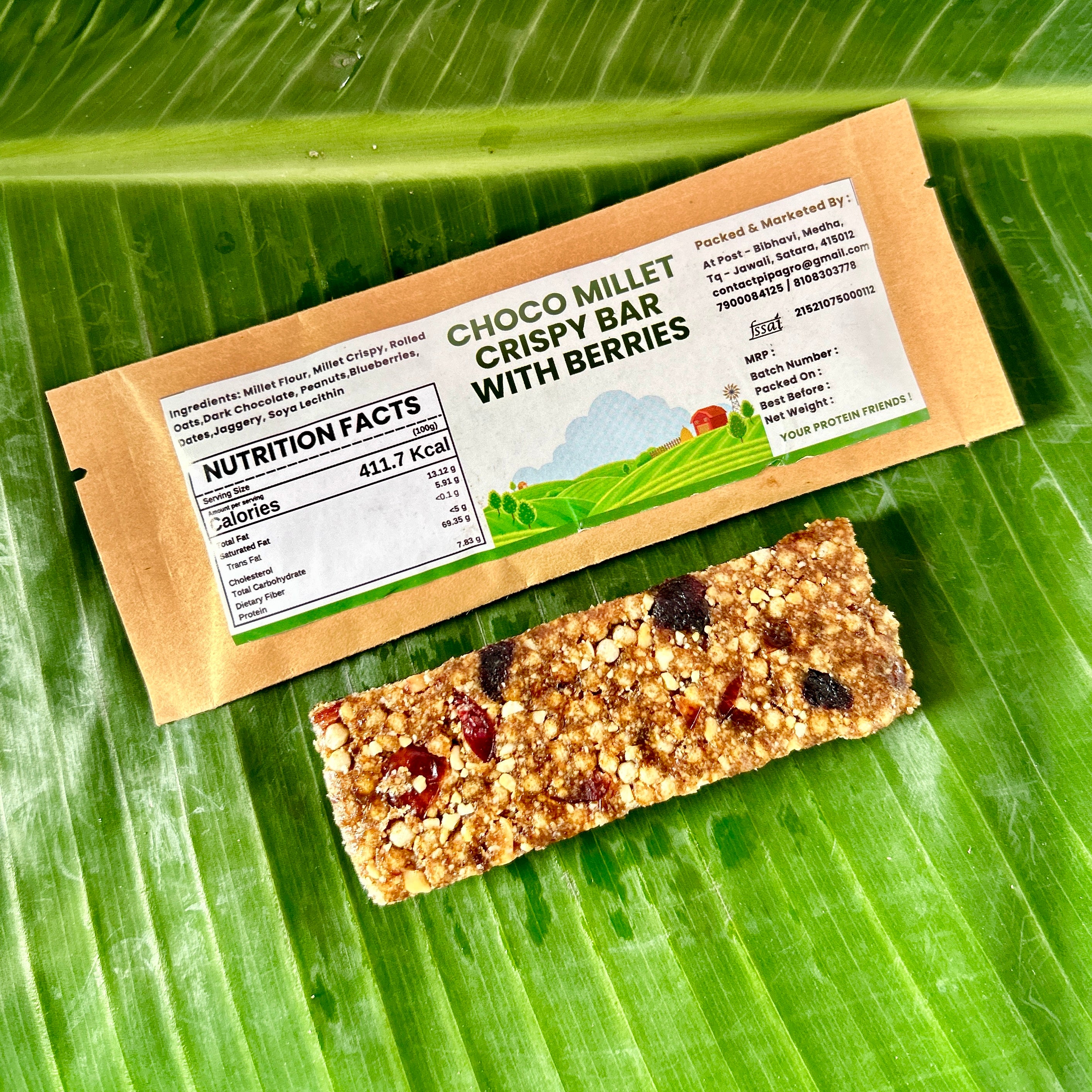 Millet Chocolate Bar 40 gm | Almond, Dates, Cranberries & Foxtail - No ...