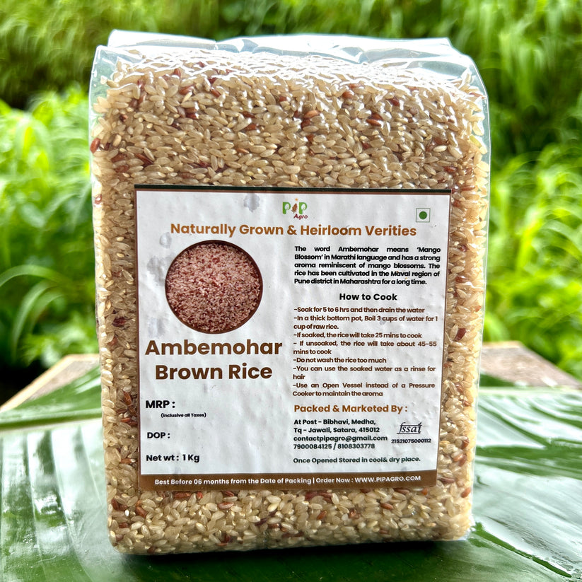 Ambemohar Brown Rice (Unpolished) | आंबेमोहोर ब्राऊन तांदूळ – PIP AGRO
